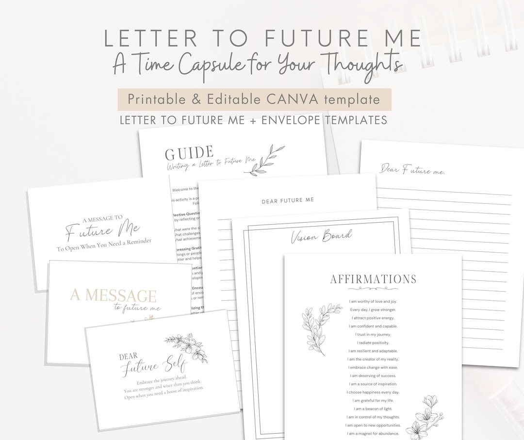 Plantilla de carta de cápsula del tiempo, carta personalizada para mi ...