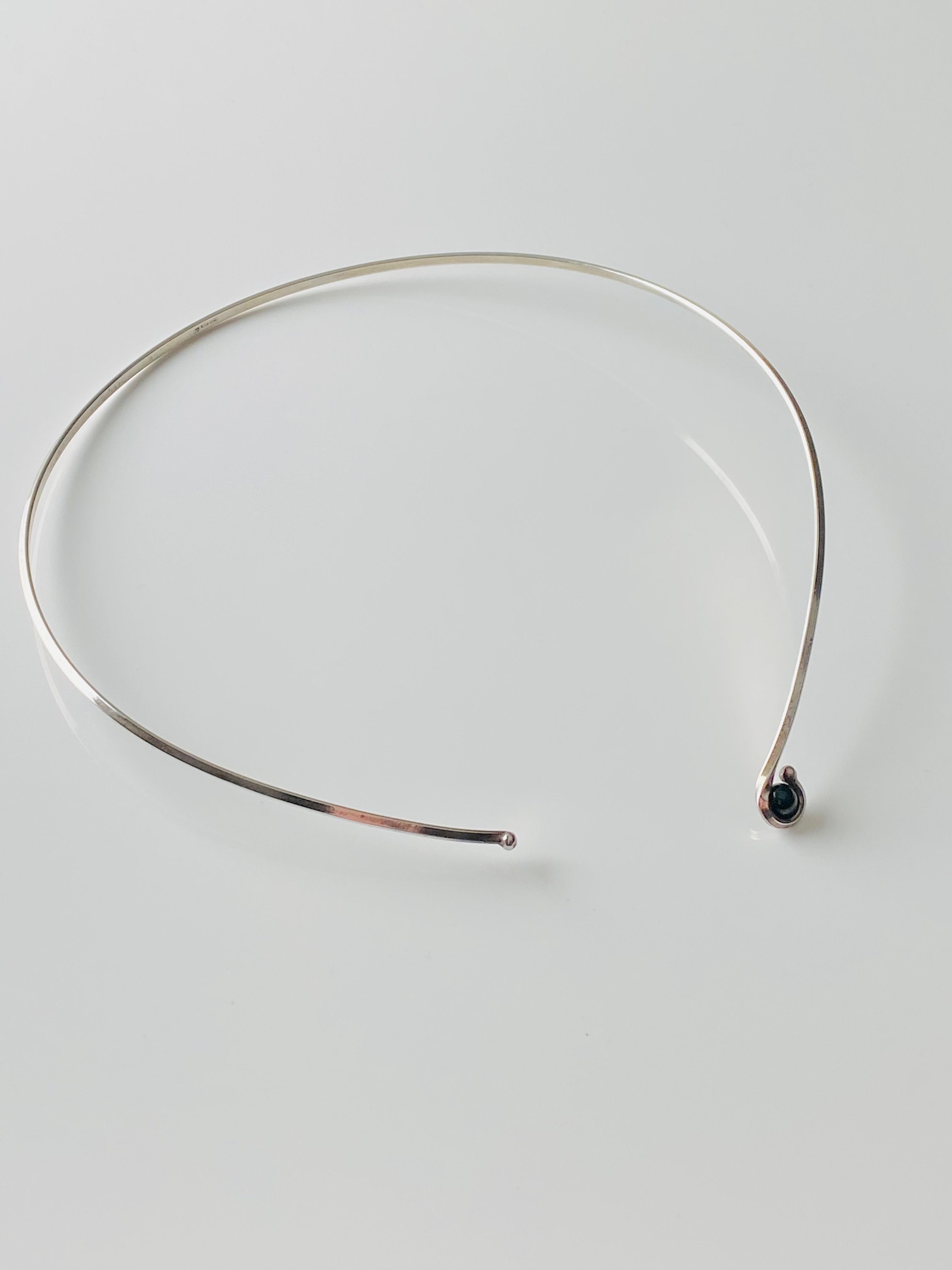 Modernist Finnish Sterling Silver Collar With Onyx , Made by Finnish ...