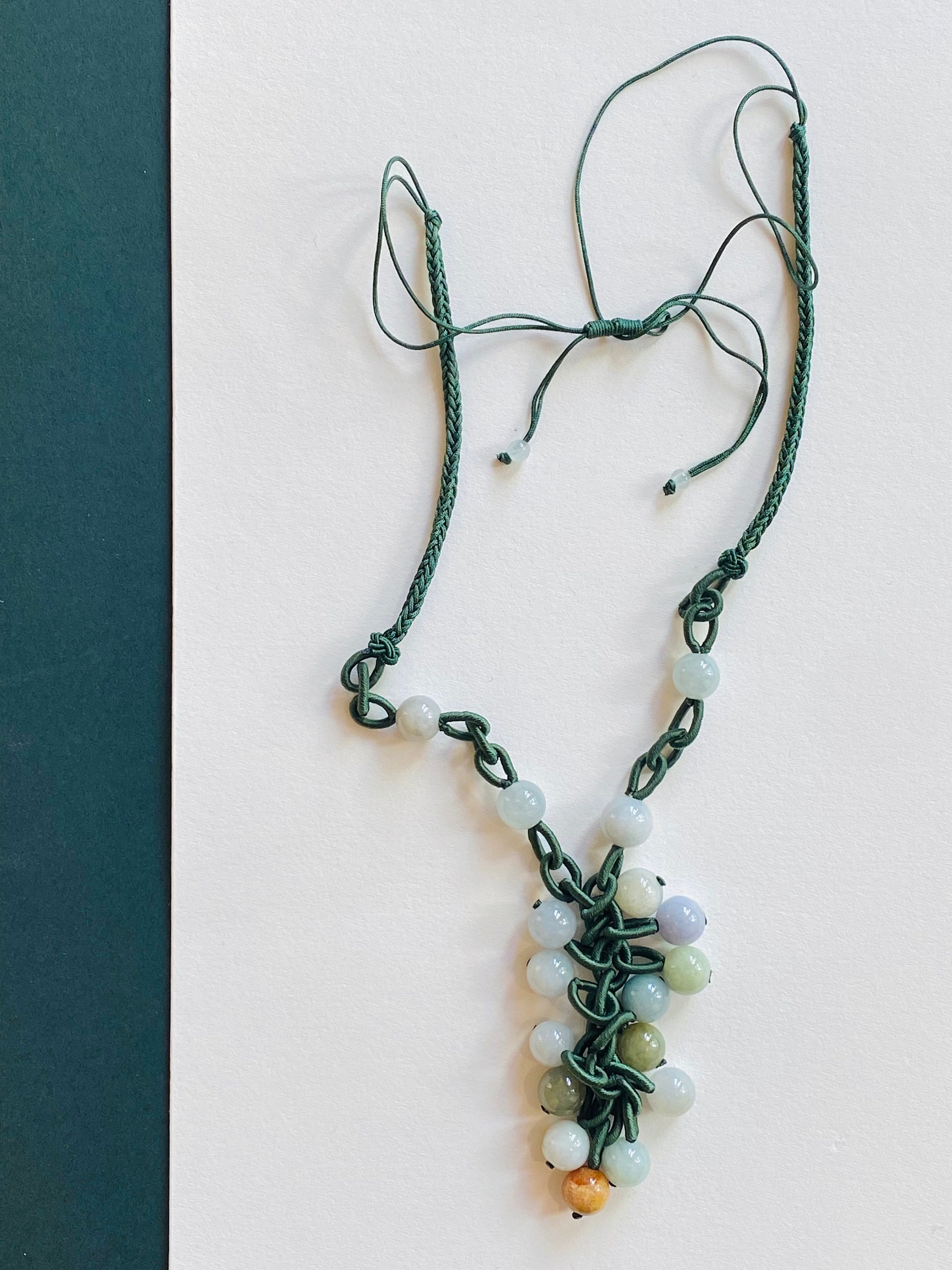 A Elegant Stunning Modernist Real Jade Pendant Necklace Waved With ...