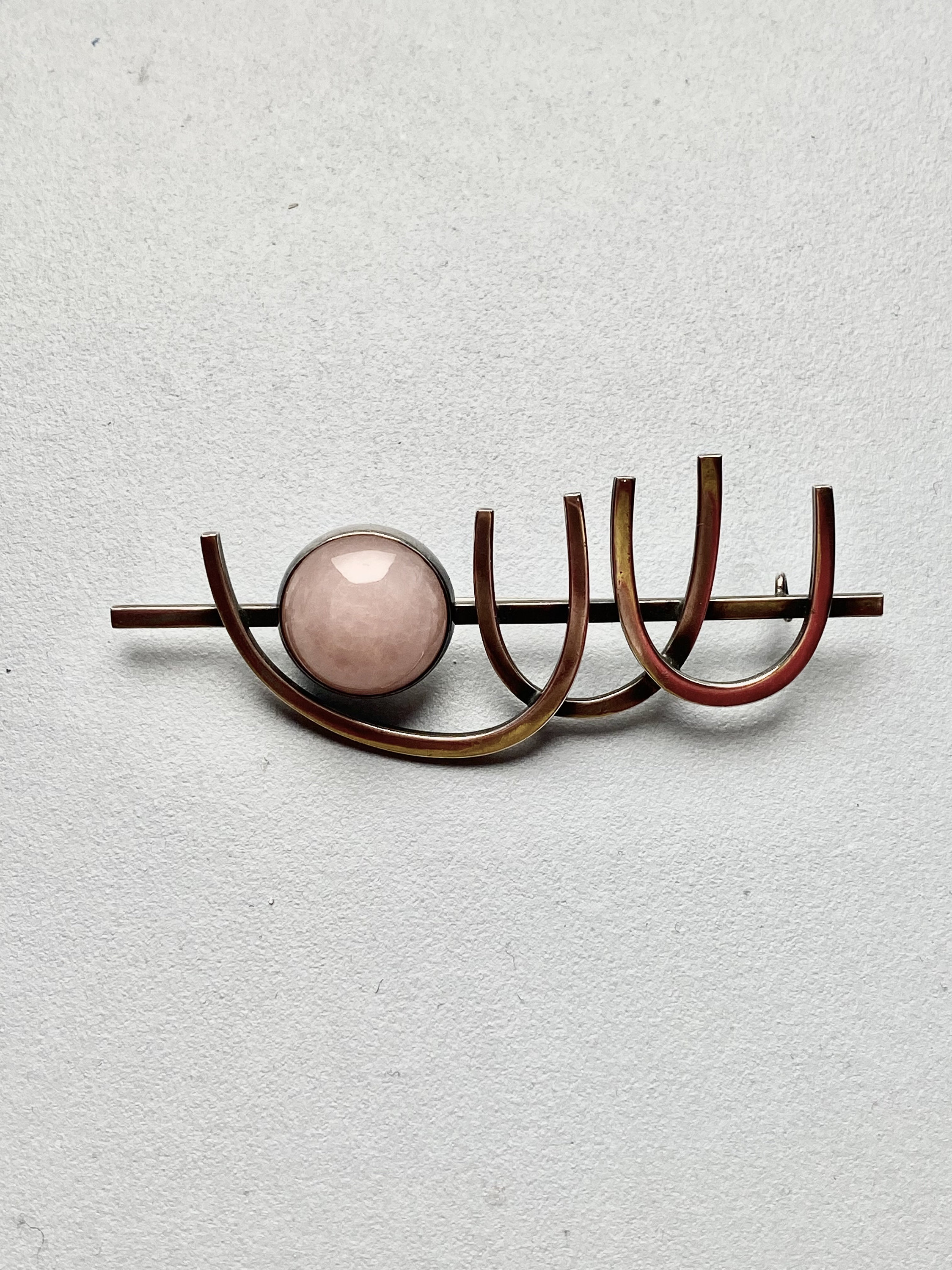 A Fabulous and Rare Modernist Finnish Sterling Silver Brooch With Pink ...