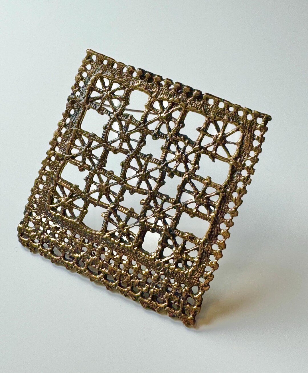Absolutely Stunning Large Vintage Modernist Bronze Pitsi Square Brooch ...