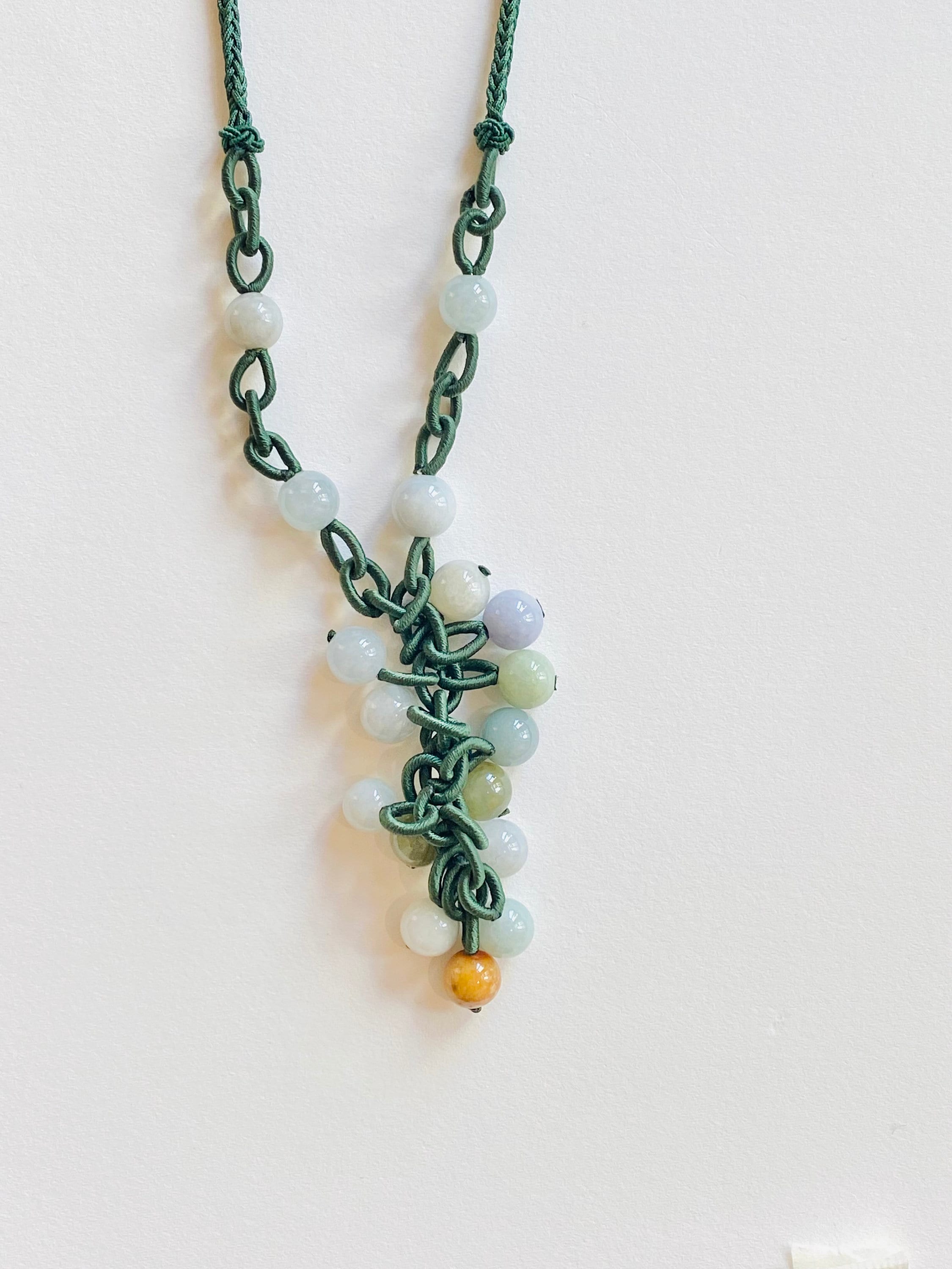 A Elegant Stunning Modernist Real Jade Pendant Necklace Waved With ...