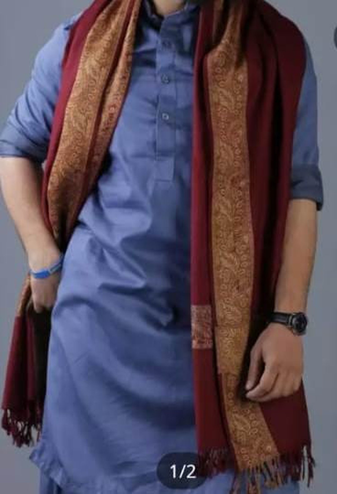 Maroon Baghdadi / Iraqi Style 4 Border Muffler / Dastaar - Etsy