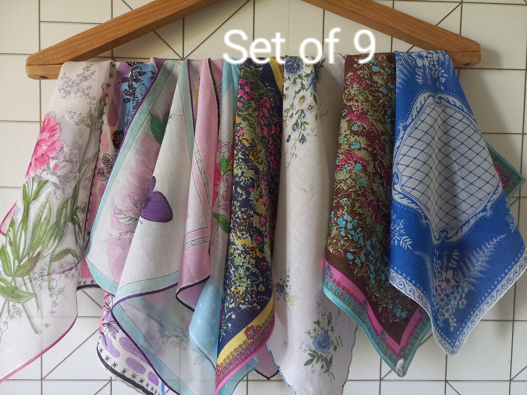 Vintage | Handkerchiefs | Set of 9 | Flowers | Carnations | Wildflowers ...