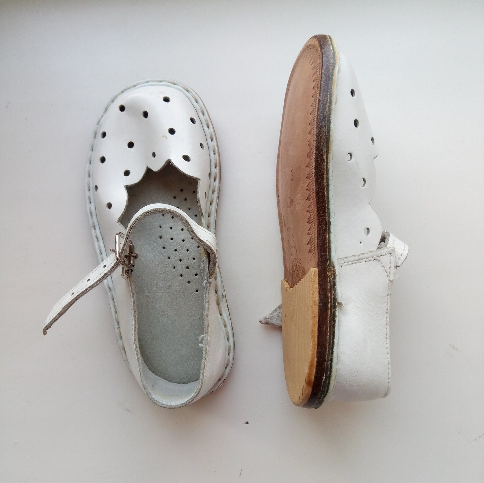White Vintage Soviet Children Shoes Leather Sandals Baby Shoes Girl ...