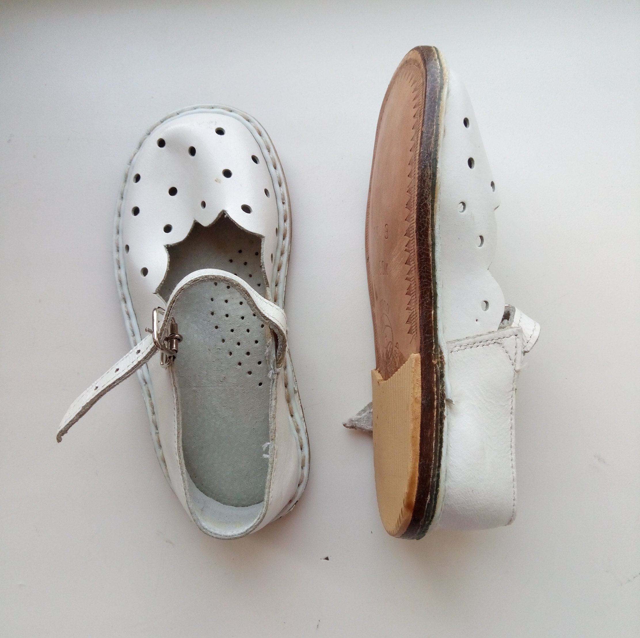 White Vintage Soviet Children Shoes Leather Sandals Baby Shoes Girl ...