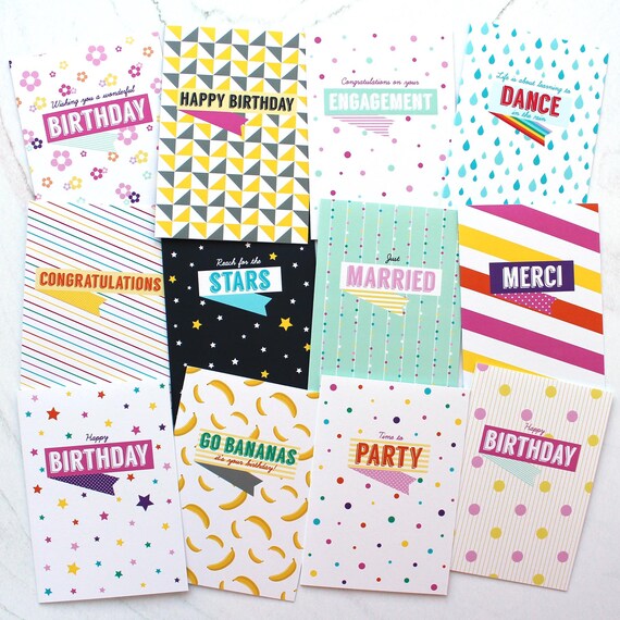 Pack of 12 Assorted Greeting Cards | Etsy