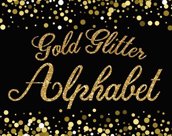 Gold glitter font | Etsy