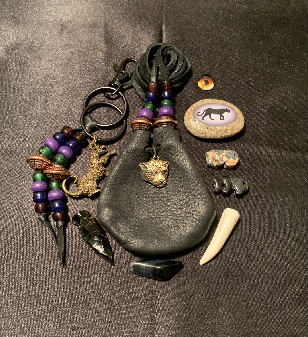 Panther Spirit Pouch, Panther Medicine Bag, Panther Totem Stone ...