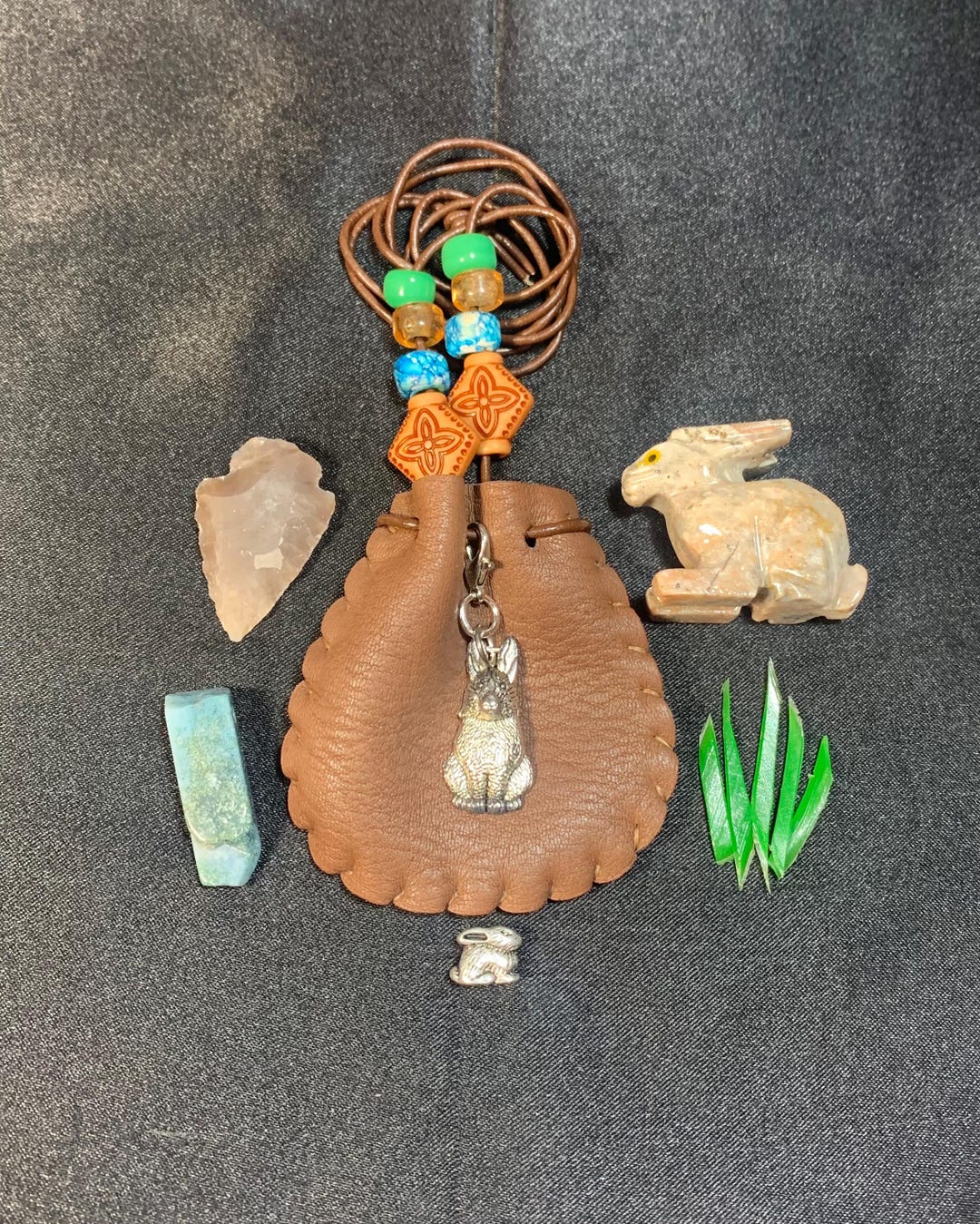 Small Rabbit Spirit Pouch, Rabbit Medicine Bag, Rabbit Fetish Stone ...