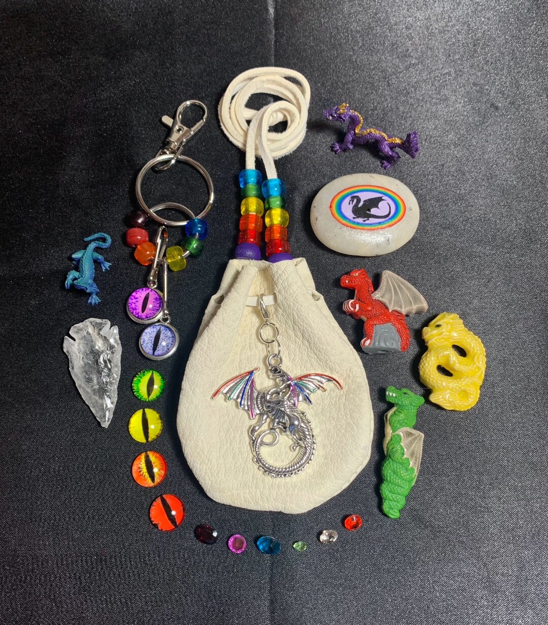 Rainbow Dragon Spirit Pouch, Dragon Medicine Bag, Dragon Figurine ...