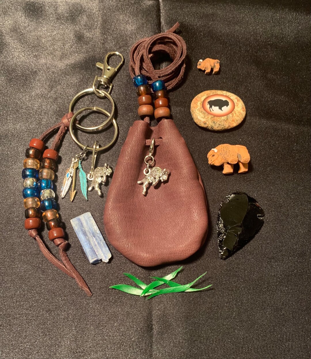 Bison Spirit Pouch, Bison Medicine Bag, Bison Totem Stone, Bison ...