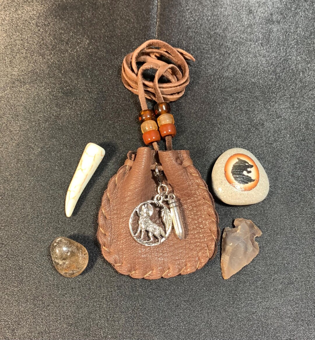 Small Werewolf Spirit Pouch, Brown Werewolf Medicine Bag, Werewolf ...