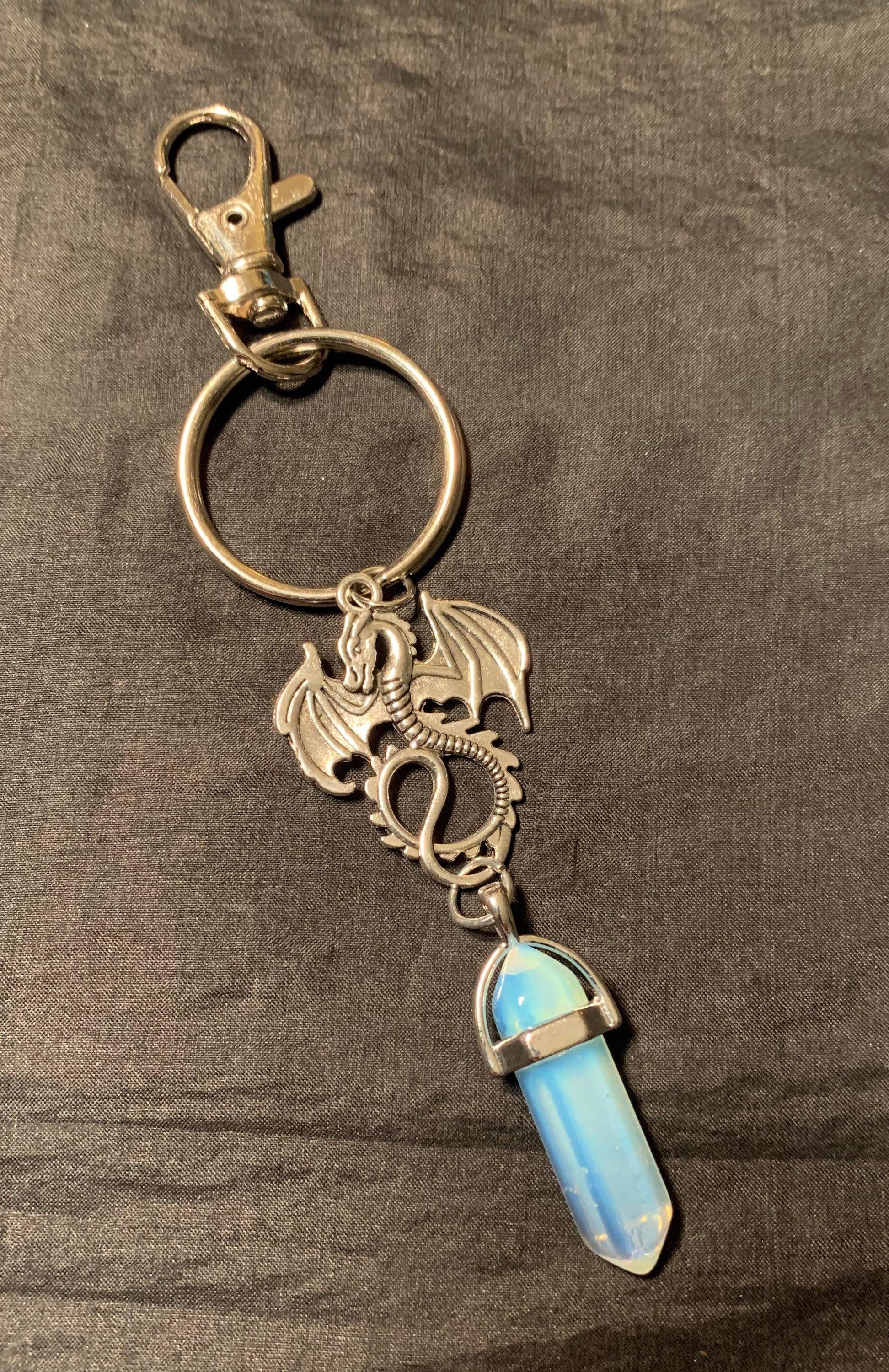 Dragon Keyring Crystal Pillar Key Ring Dragon Charm Keyring - Etsy ...