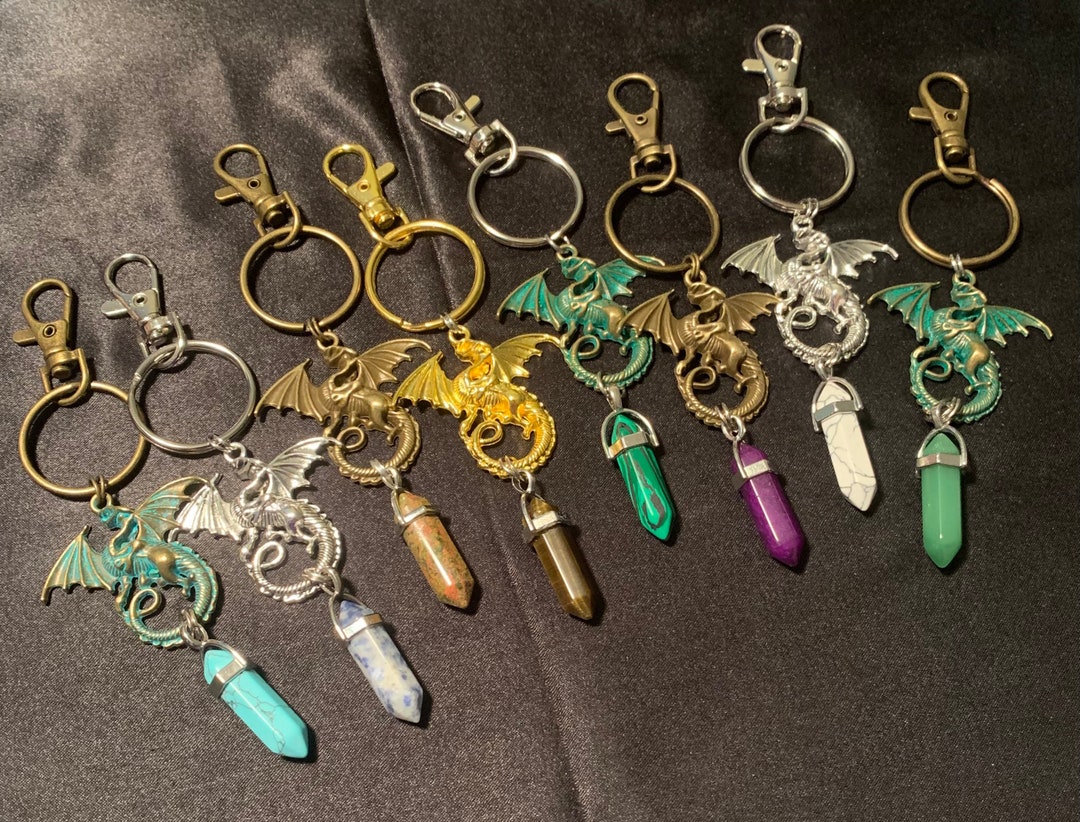 Dragon Keyring, Heraldic Dragon Crystal Pillar Keyring, Large Dragon ...