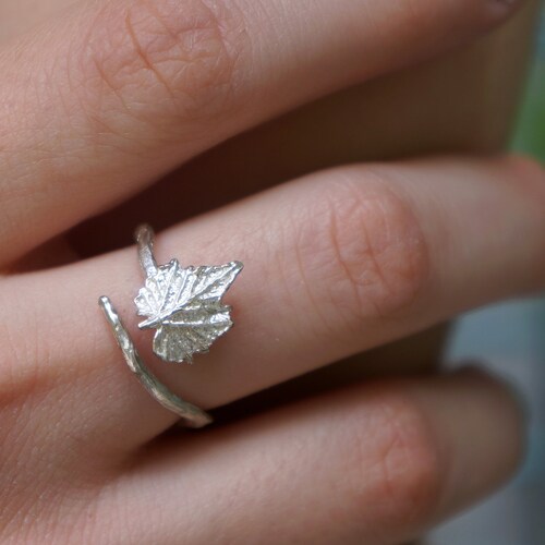 Adjustable Double Leaf Charm Ring Sterling Silver - Etsy