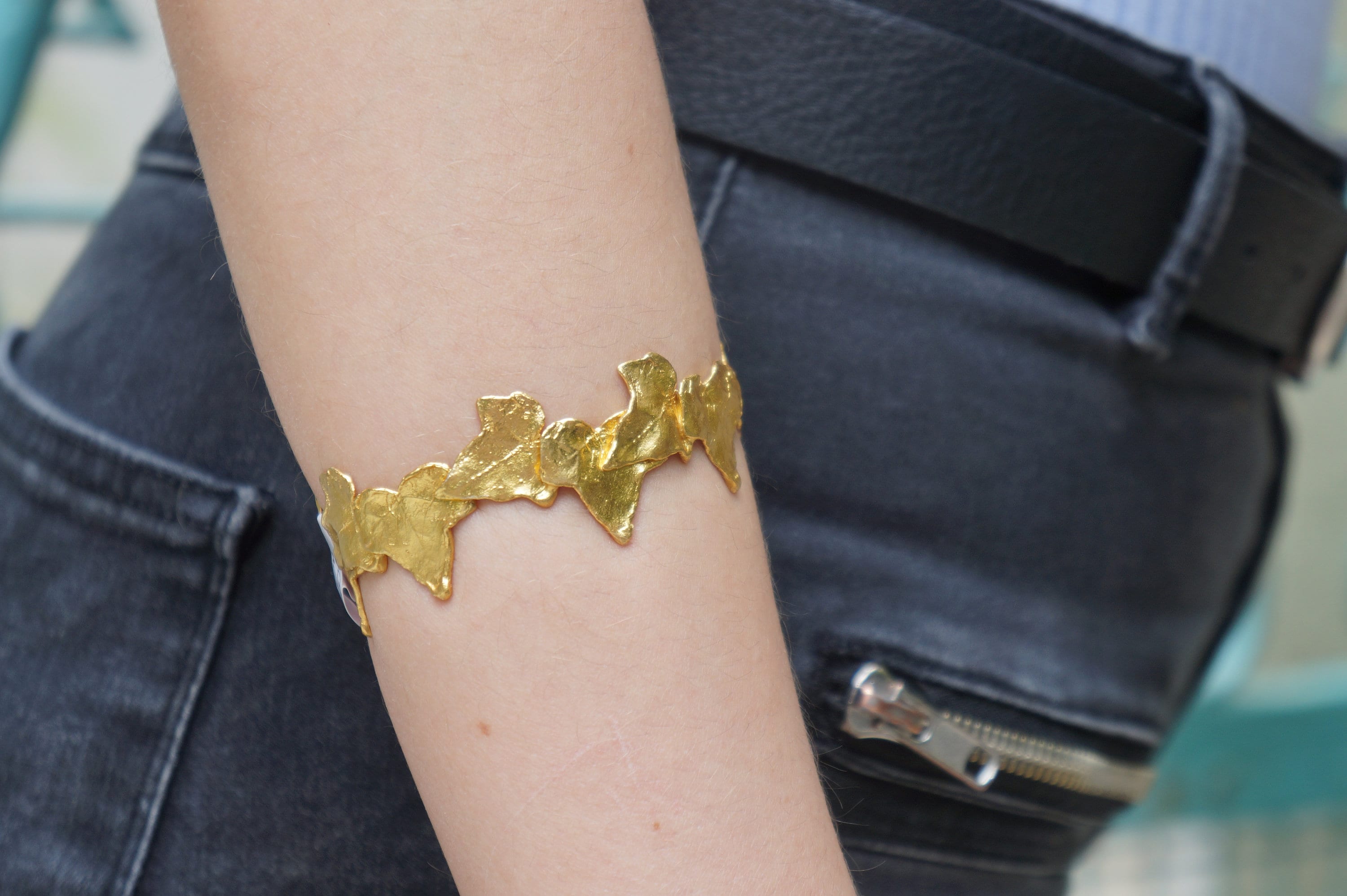 Ivy Leaves Bangle Bracelet 14K Gold Plated on /or Sterling - Etsy