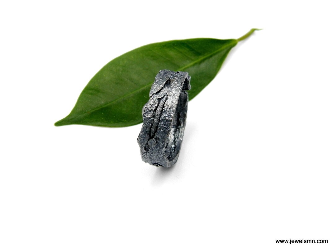 Nature-inspired Men’s Ring: Black Oxidized Tree Bark Sterling Silver - Etsy