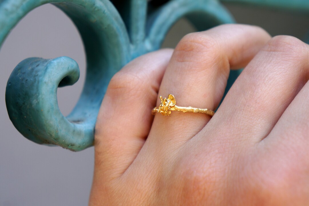 No Stone Engagement Ring. Twig Solid Gold Promise Ring or Branch Band ...