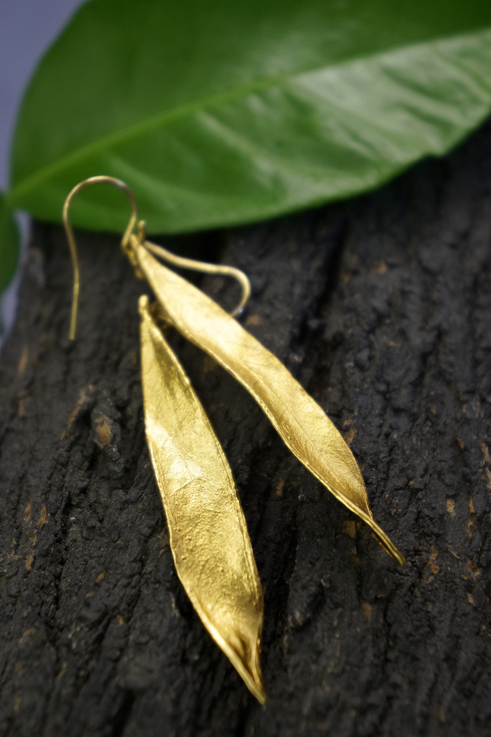 Eco Friendly Handmade Jewelry. Real Olive Leaf Dangle Earrings,14k Gold ...
