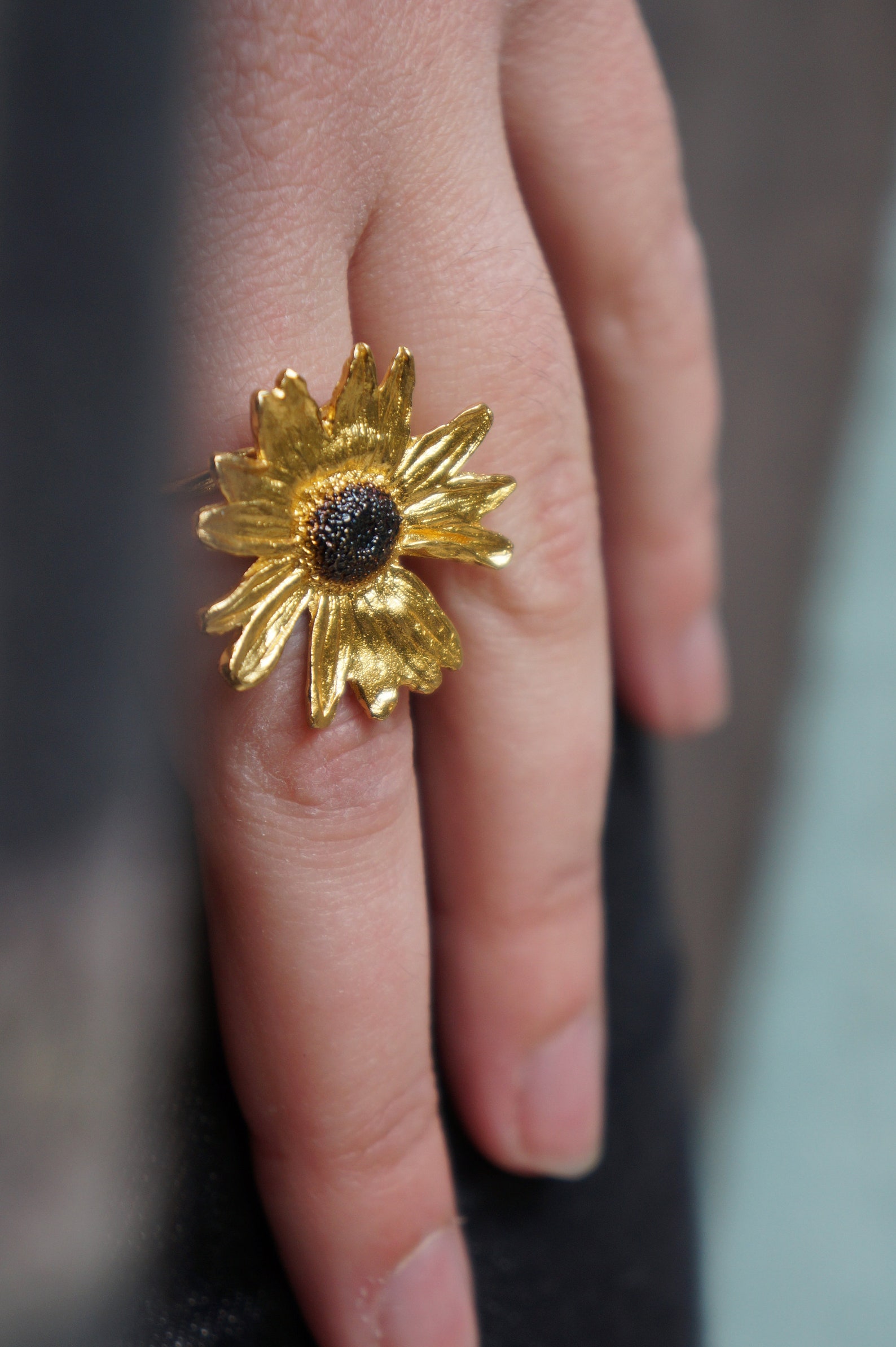Real Daisy Ring 14k Gold Plated in Sterling Recycled Silver - Etsy