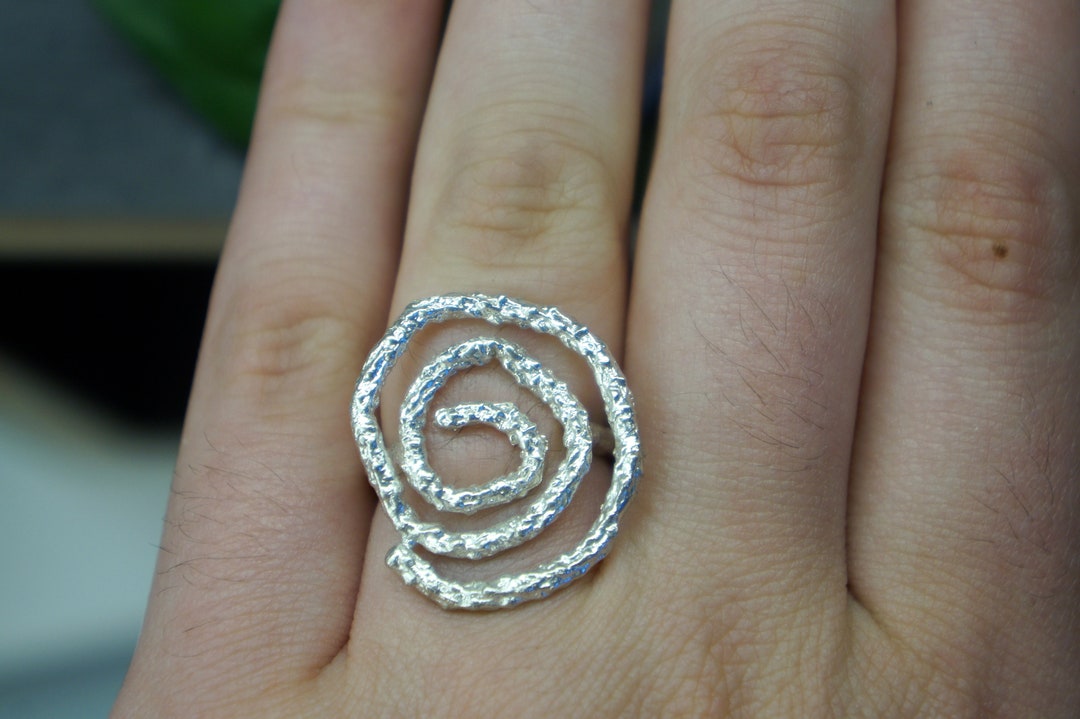 Pine Tree Twig Minimalist Handmade Nature Jewelry. Ring Spiral ...