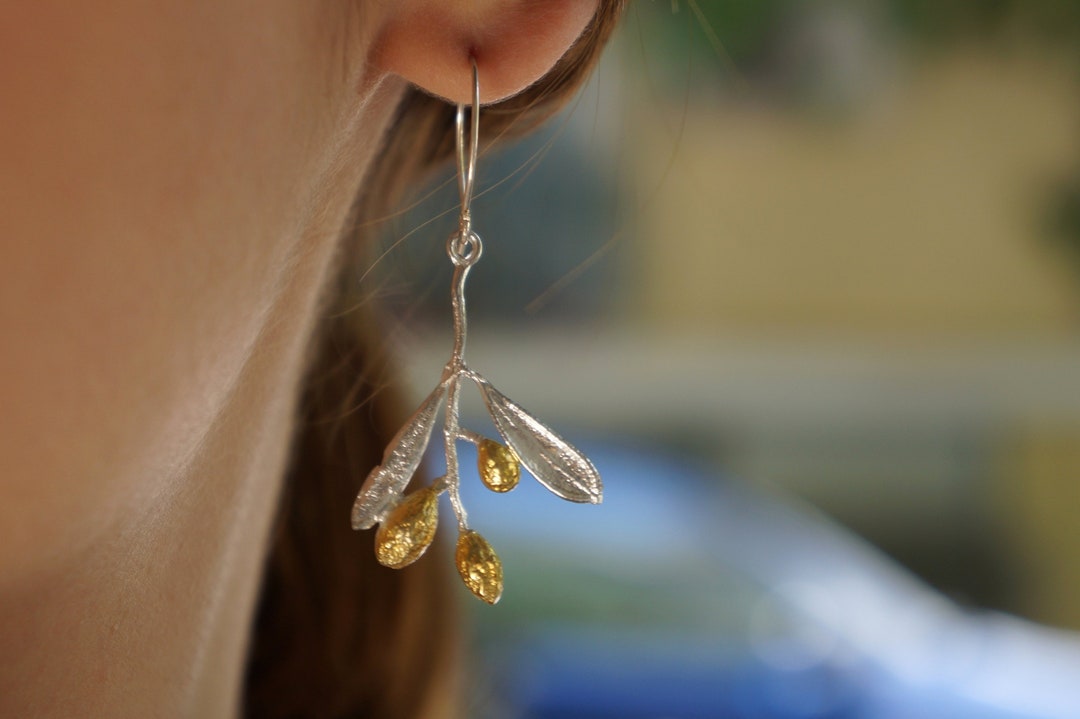 Sterling Silver Olive Tree Earrings, Statement Earrings, Women Jewelry ...