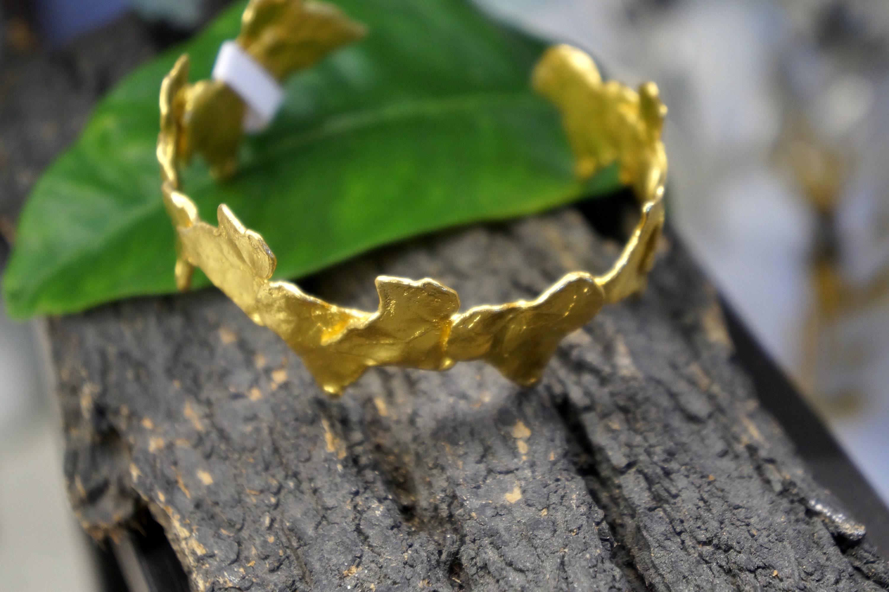 Ivy Leaves Bangle Bracelet 14K Gold Plated on /or Sterling - Etsy