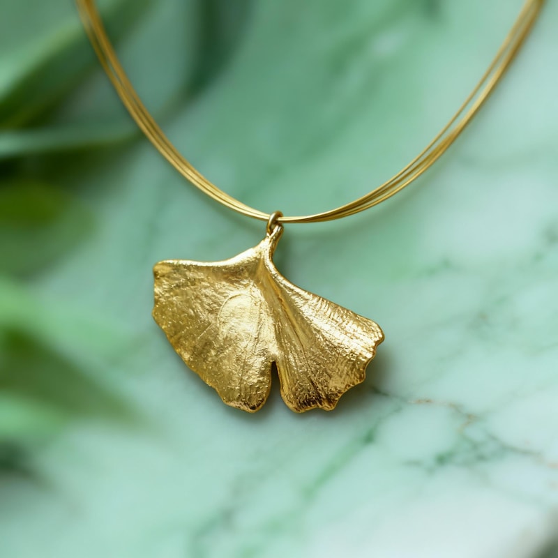 14k Gold Gingko Necklace - Etsy