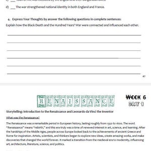 CC Weekly History Work - Cycle 2 - Weeks 1-6 - Etsy