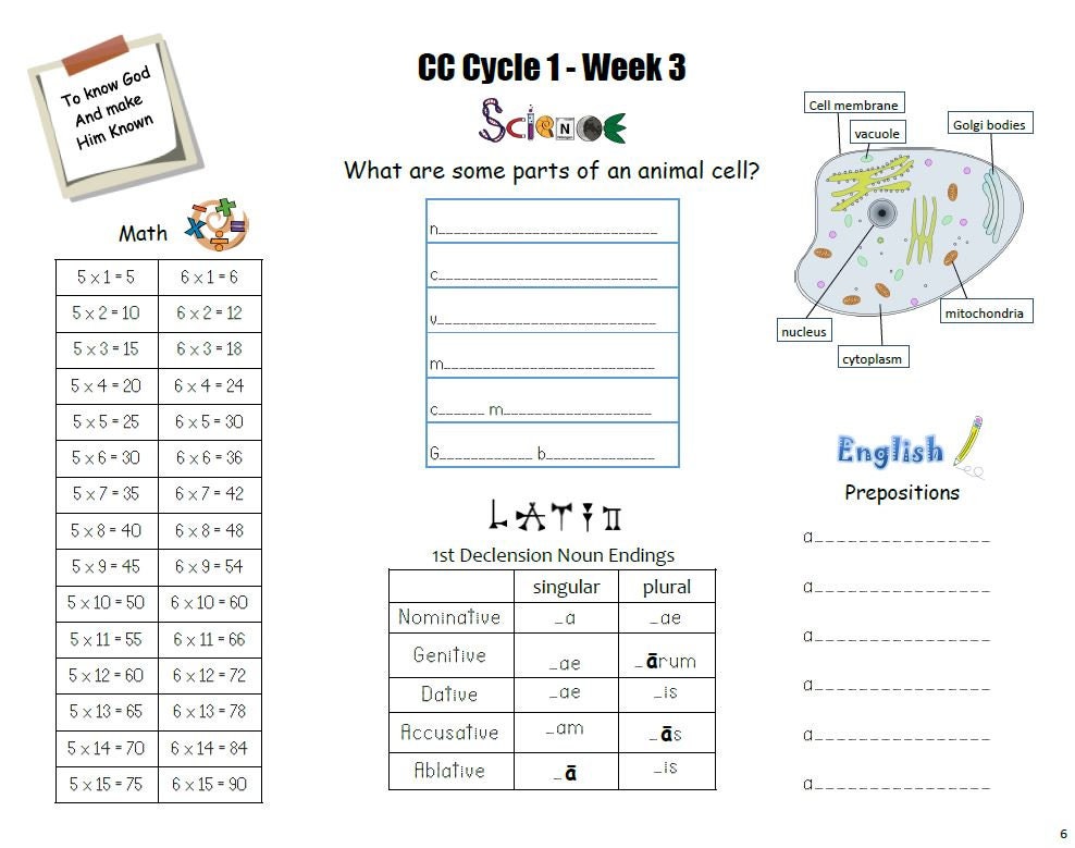 CC Weekly Memory Work - Cycle 1 - Etsy