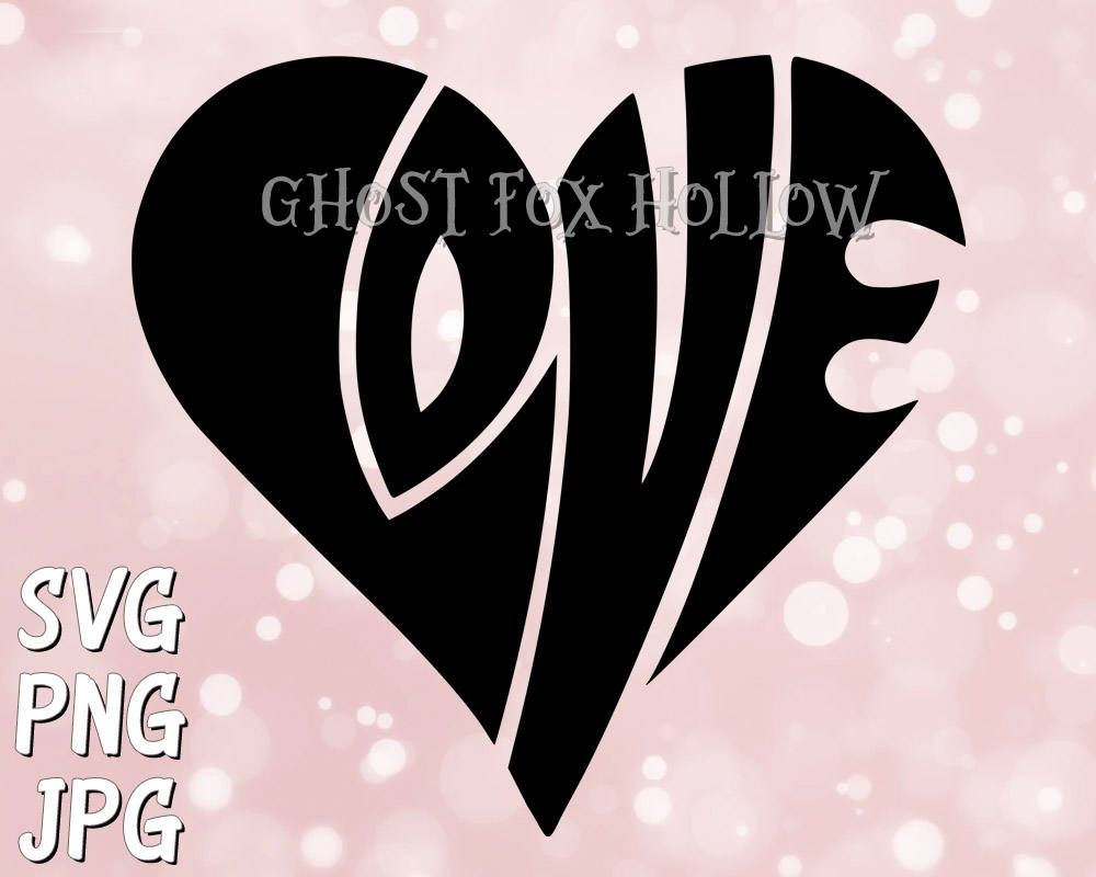 Groovy Love Heart Word Svg | Cute Valentine's Day Cut File - Digital ...