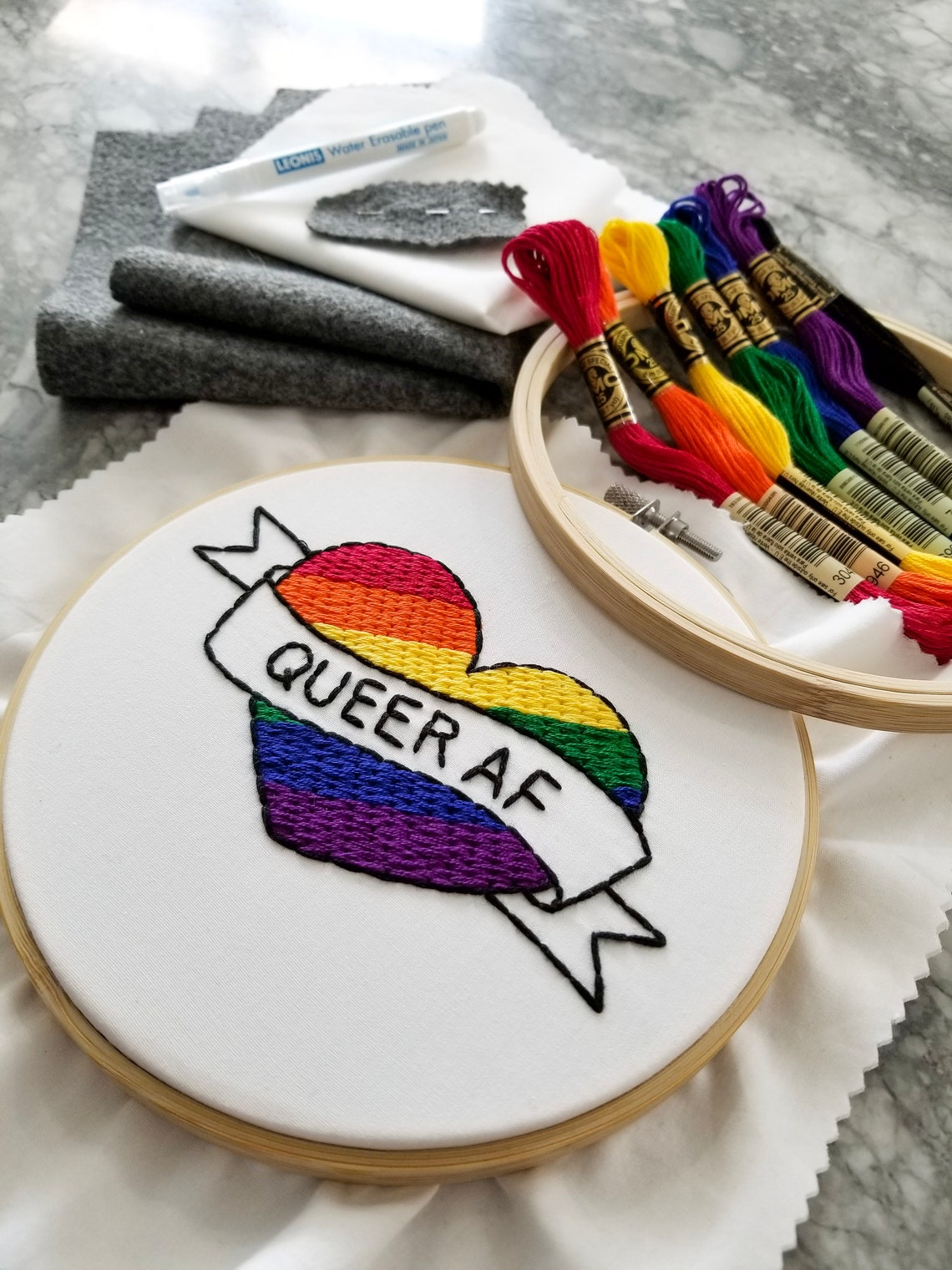 Pride Queer AF PDF Pattern, Embroidery, Learn to Embroider, Rainbow ...