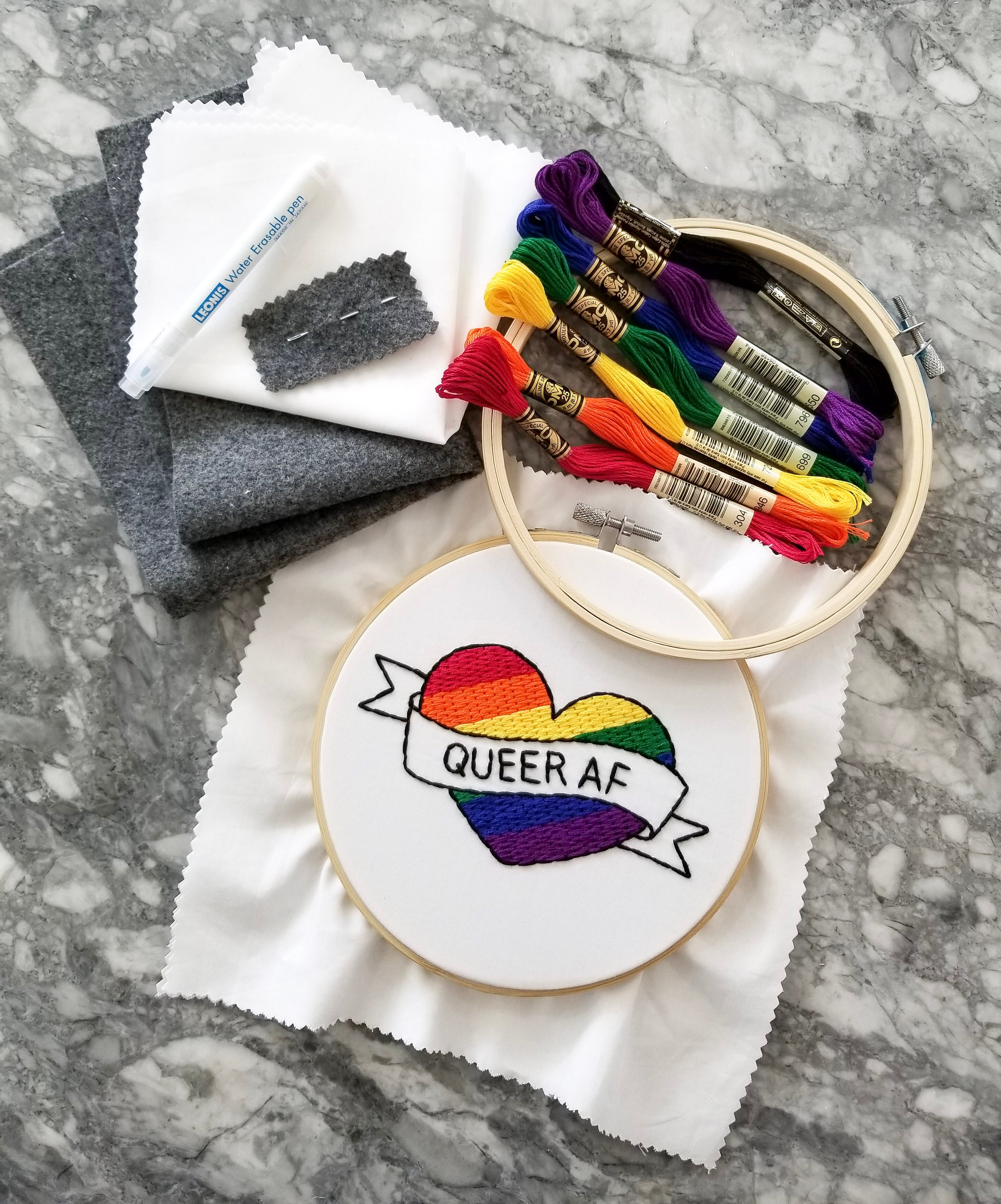 Pride Queer AF PDF Pattern, Embroidery, Learn to Embroider, Rainbow ...
