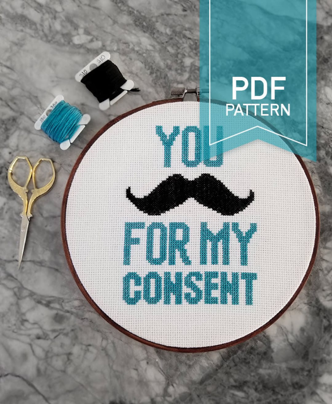 You Mustache for My Consent Funny Pun Cross Stitch Pattern PDF ...