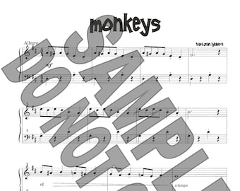 Five Little Monkeys Jumping on the Bed Easy Piano Sheet Music, Digital ...