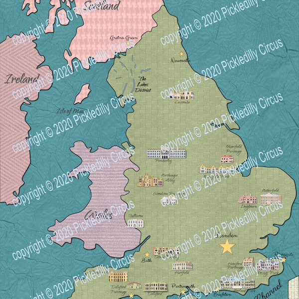 Austen Map of England - Etsy