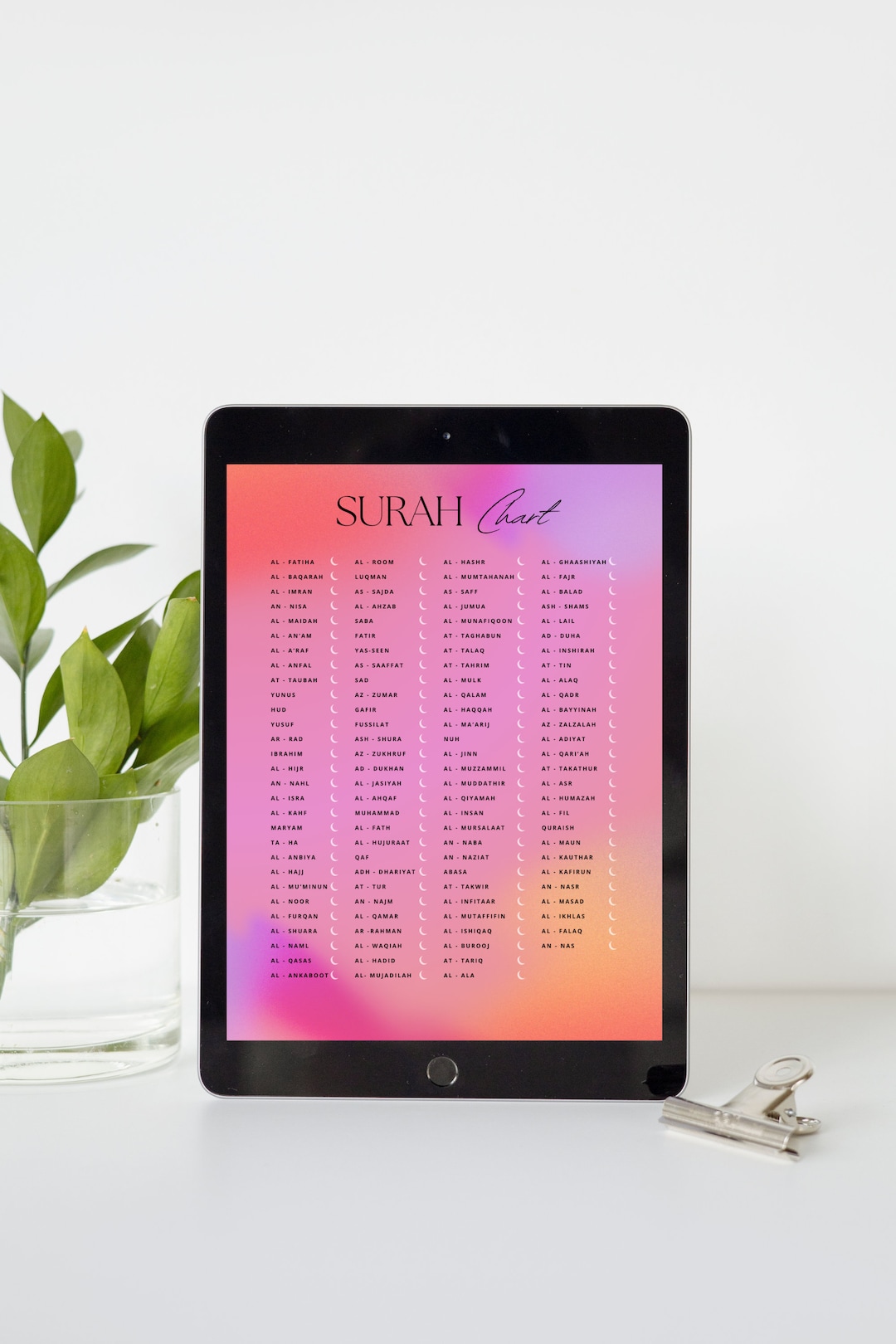 Editable & Printable Aesthetic Suraah Chart - Etsy