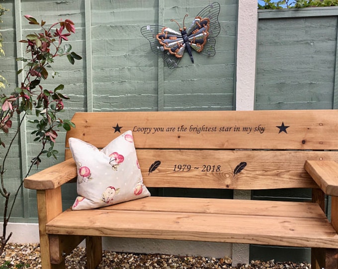 Quality Rustic Memorial Heavy Duty Personalised Garden Bench Built to ...