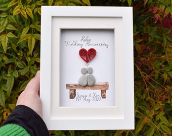 Ruby Wedding Anniversary Pebble Framepersonalised 40th - Etsy UK