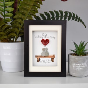 Personalised Ruby Wedding Anniversary Pebble Art Picture, Personalized ...