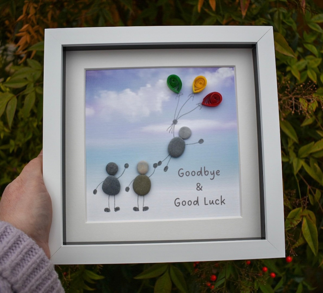 Personalised Pebble Art Leaving Gift: Goodbye and Good Luck Frame ...