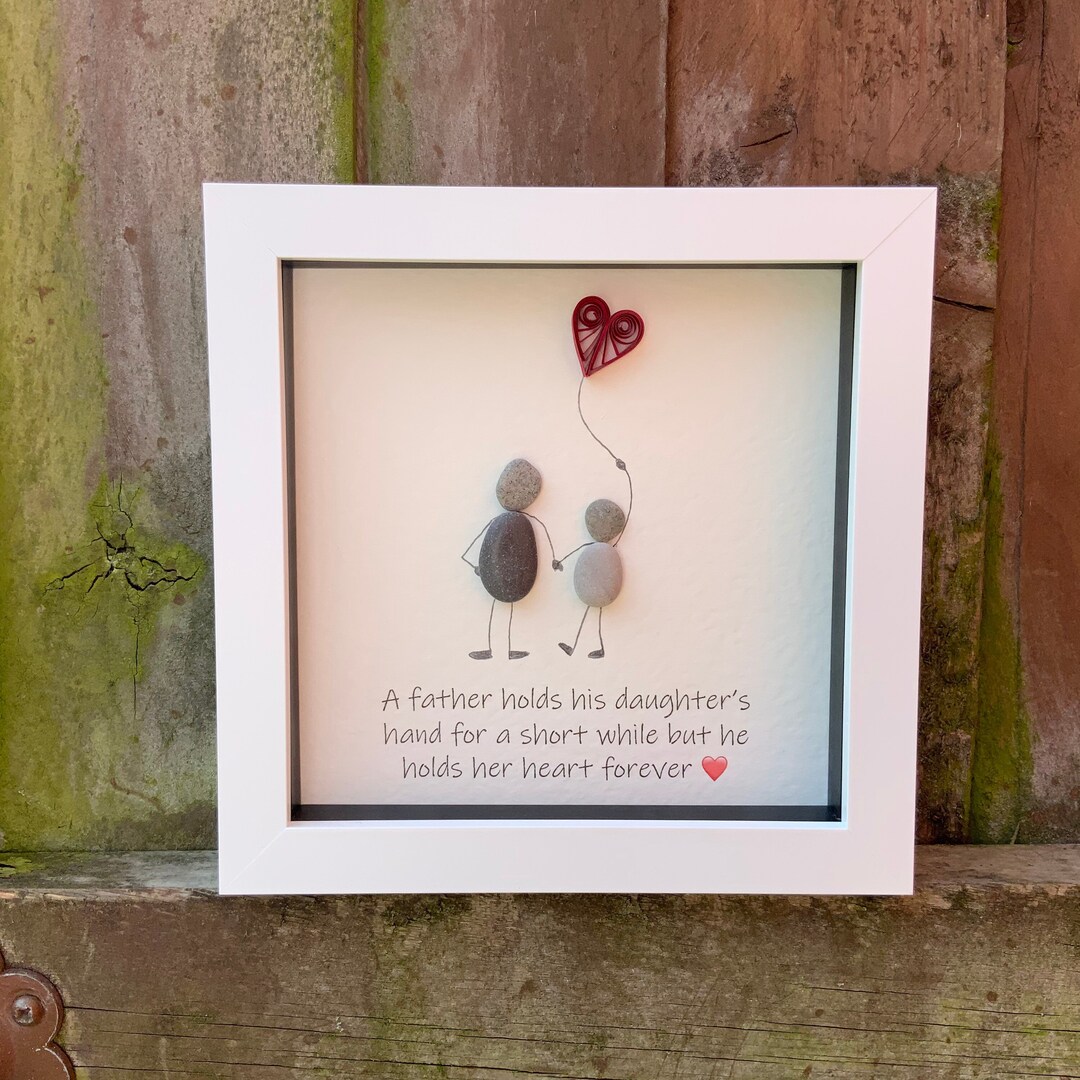Personalised Pebble Art Picture for Dad: Father Daughter Gift ...