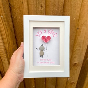 Baby Girl Pebble Art Picture: Hand-quilled Heart, Nursery Decor ...