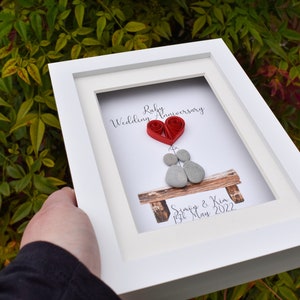 Personalised Ruby Wedding Anniversary Pebble Art Picture, Personalized ...