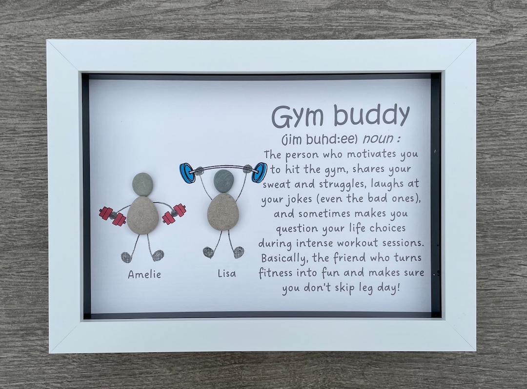Personalised Gym Buddy Pebble Picture, Gym Friend Pebble Frame, Gift ...