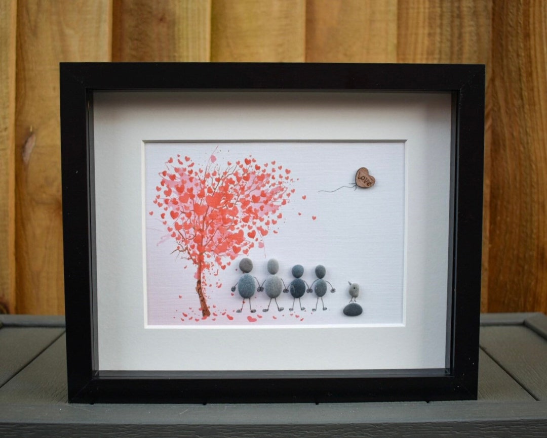 Love Tree Pebble Art Frame: Personalized Family Stone Picture ...