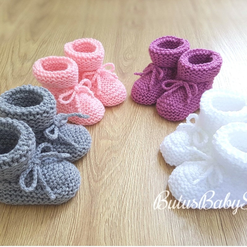 Knitted Baby Booties - Etsy