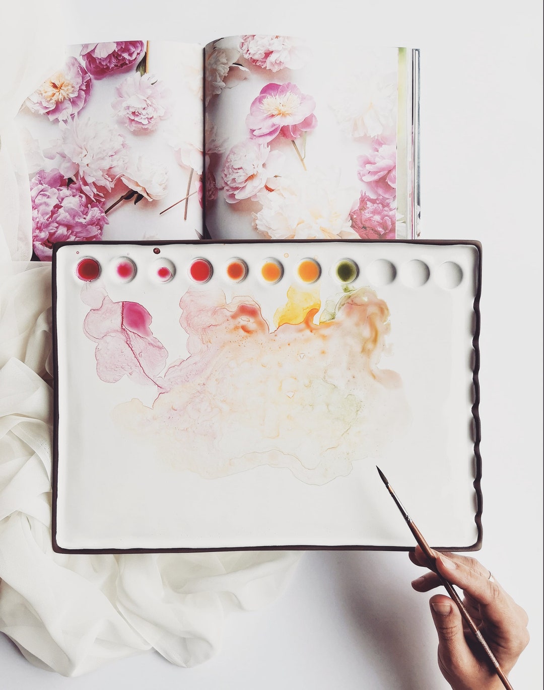 Ceramic Paint Palette for Watercolor, Oil, Acrylic, Gouache Color ...
