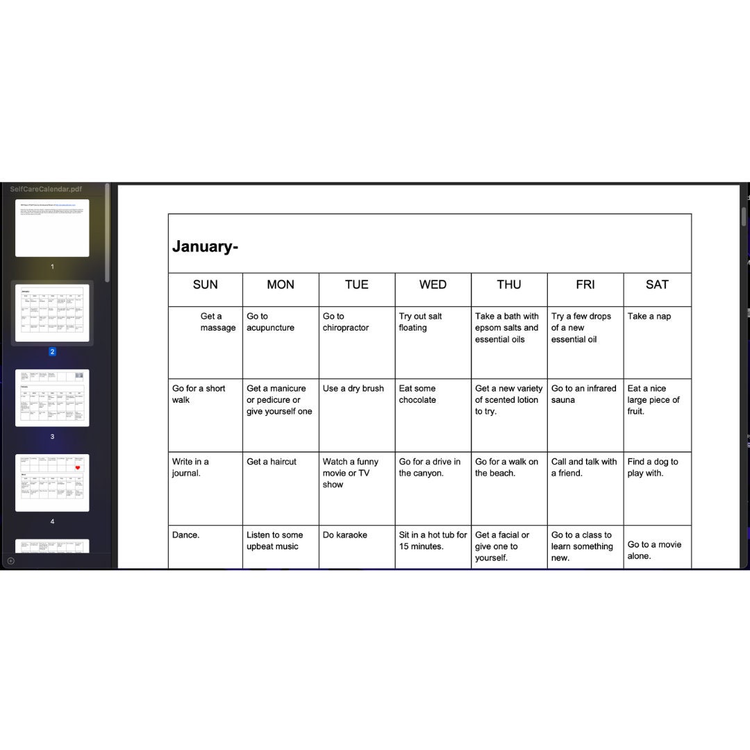 Self Care Calendar- 365 Ideas for Self Care: Unique Self Care Ideas - Etsy